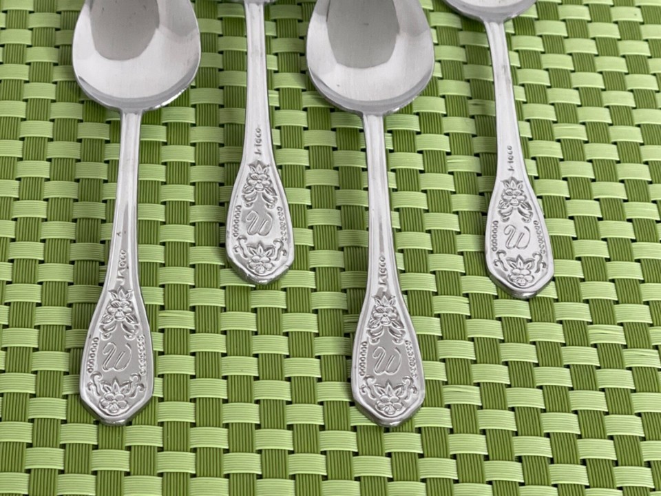 Customcraft CUS12 Stainless W Monogram Glossy Floral Textured Flatware ...