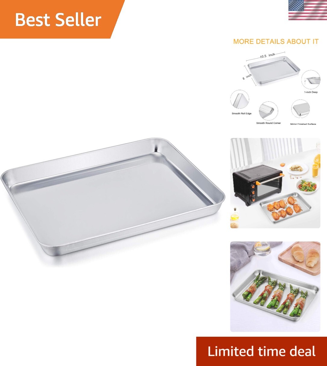 Professional Stainless Steel Oven Pan Tray - Compact & Healthy Cooking ...