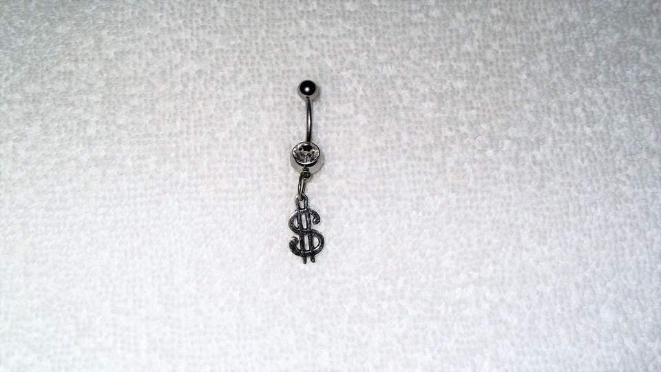 Dollar Sign Cash Money Charm Belly Button Navel Ring Body Jewelry ...