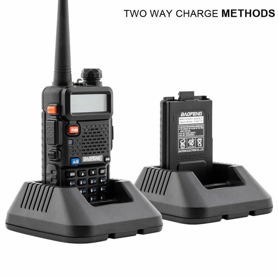 US 2x Baofeng UV-5R Dual-Band V/UHF FM Transceiver Ham Two-way Radio ...