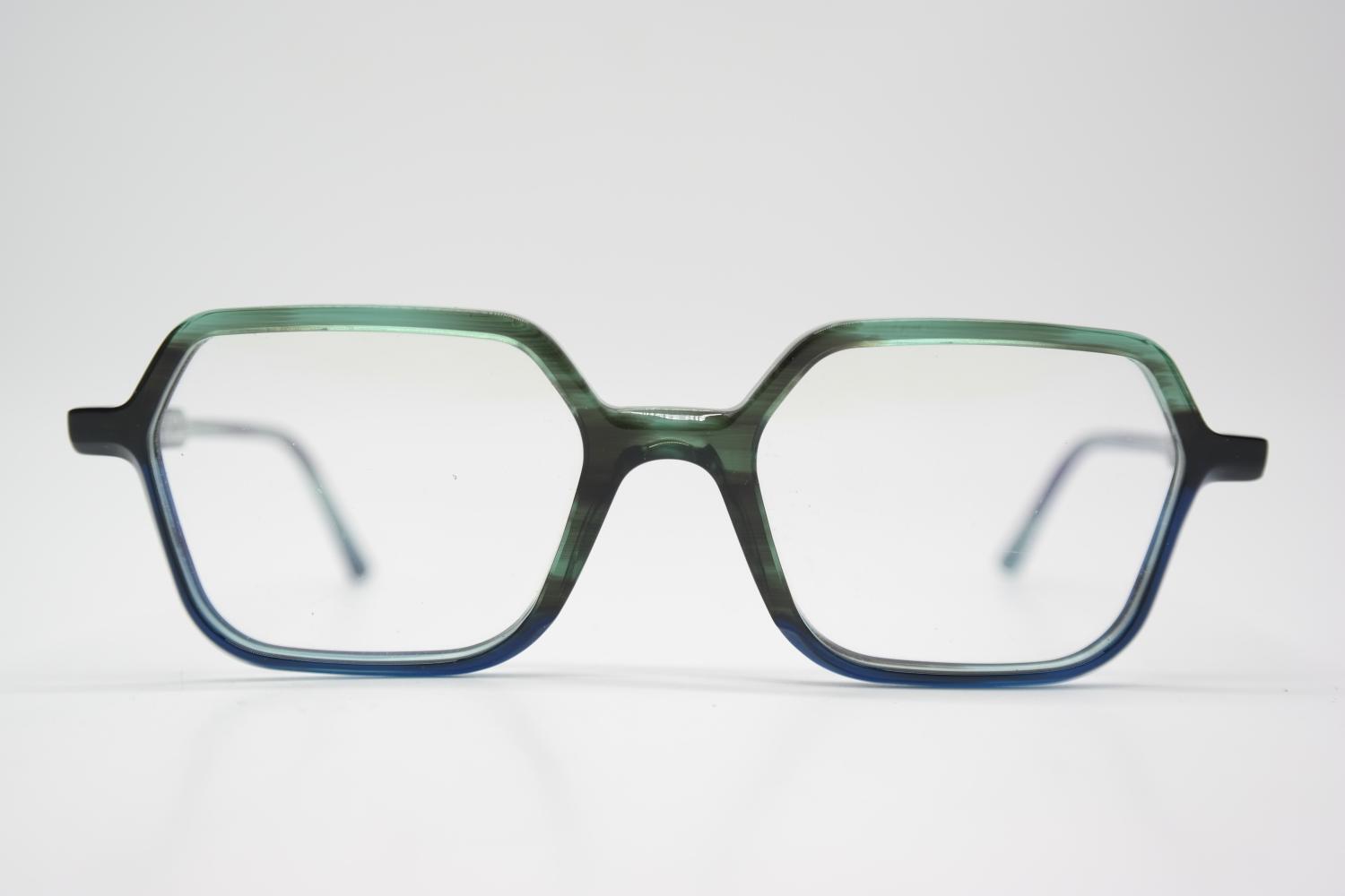 Glasses Res / Rei Alvar 453 Green Blue Angular Frames Eyeglasses New | eBay