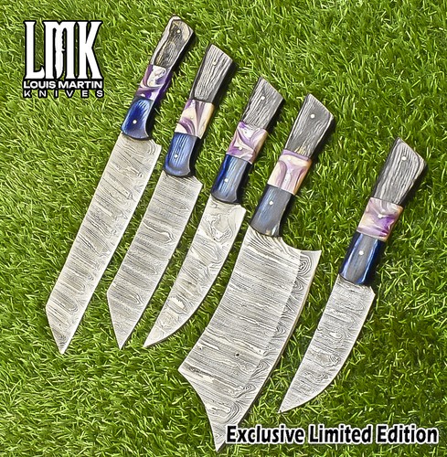 LMK Forged Chef Knife Twist Damascus Hard Wood Lot of 5 Everyday Carry ...