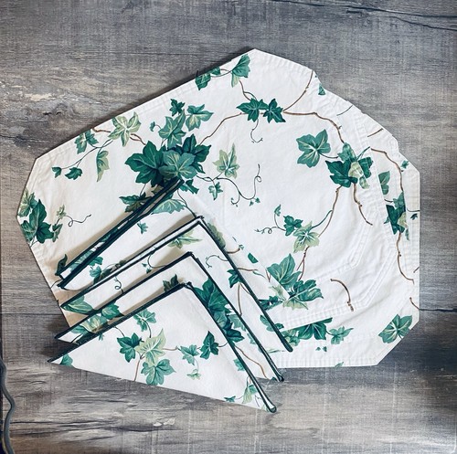 8 Pc Vintage "English Ivy" Fabric Table place Mats and Napkins | eBay