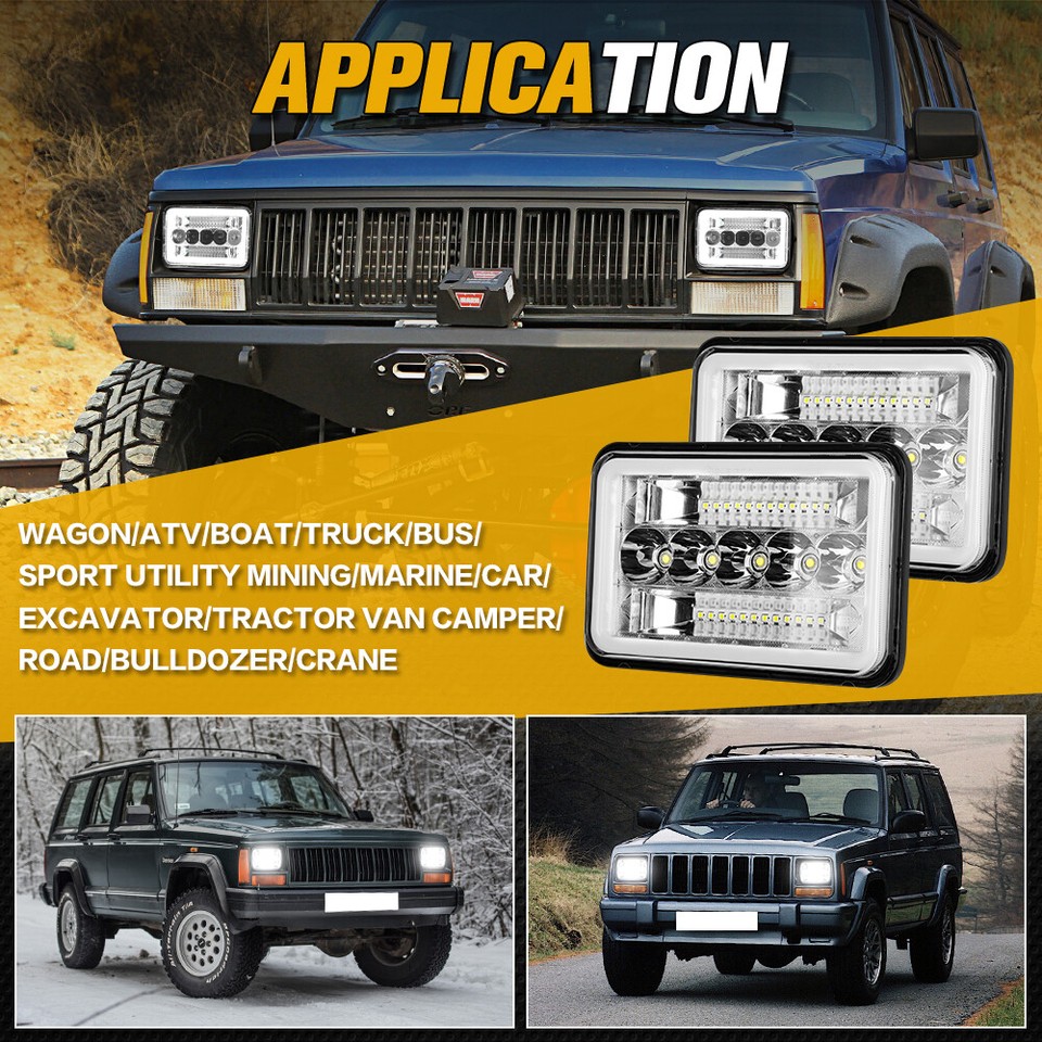 Pair 4x6'' LED Work Lights Car Truck Driving Fog Headlights DRL + Mount ...