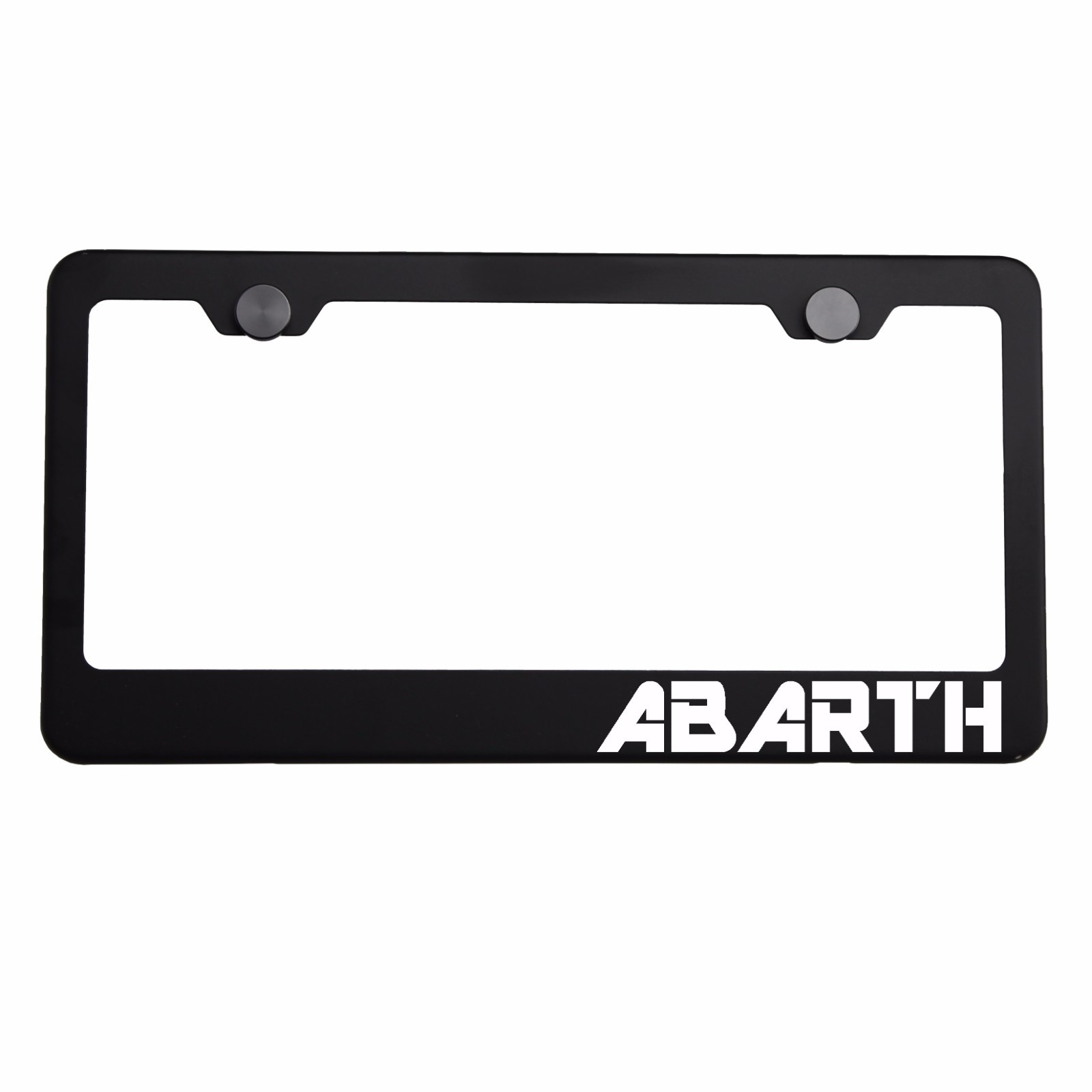 Matte Black License Plate Frame Chrome ABARTH Laser Etched Metal Screw ...