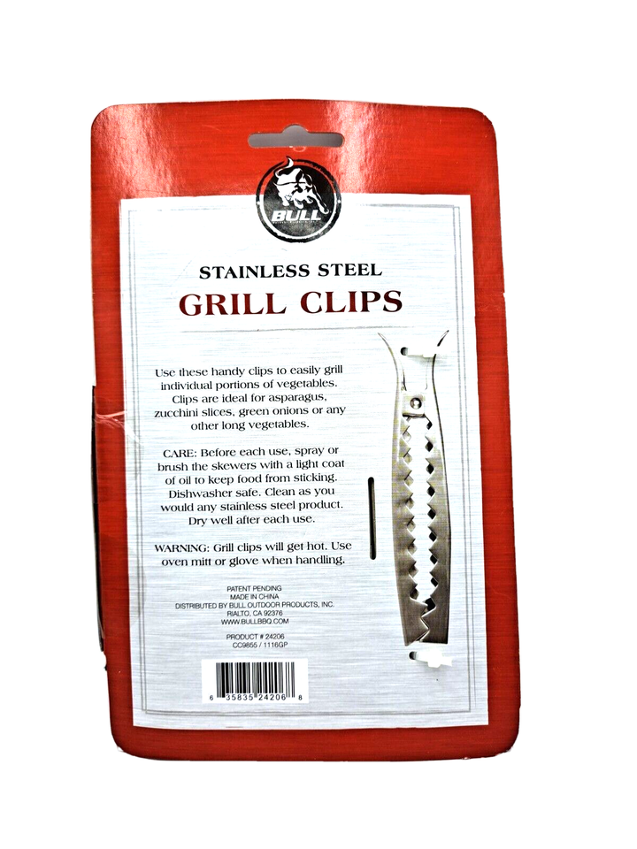 4pk Bull Stainless Steel Grill Clips, Easy Grilling Veggies For Parties ...