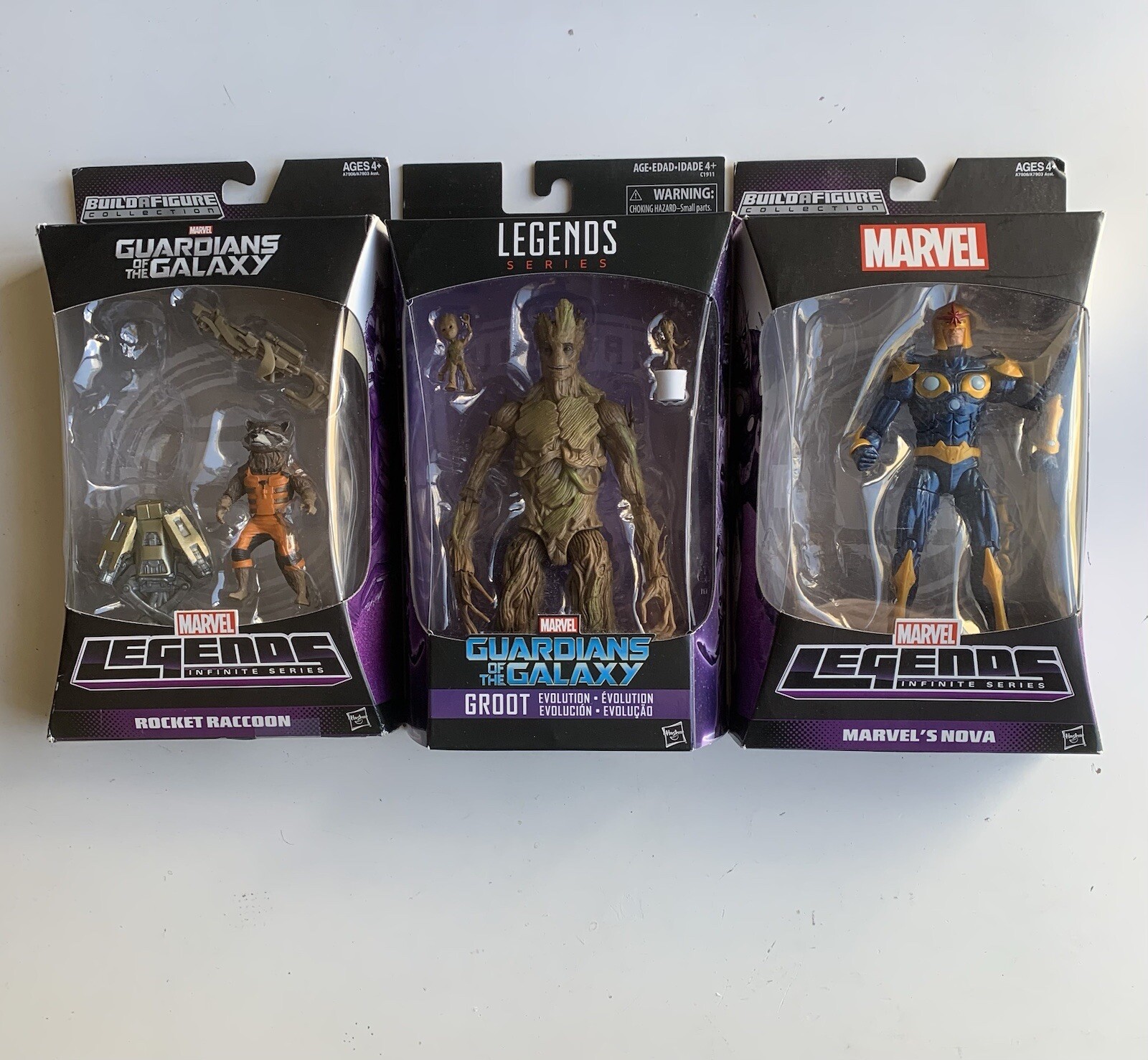 Marvel Legends Guardians of the Galaxy Groot, Rocket & Nova Figures | eBay