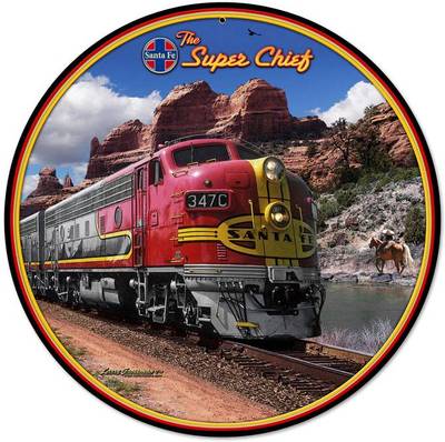 Super Chief Santa Fe Train Metal Sign Man Cave Club Wall Decor Grossman ...
