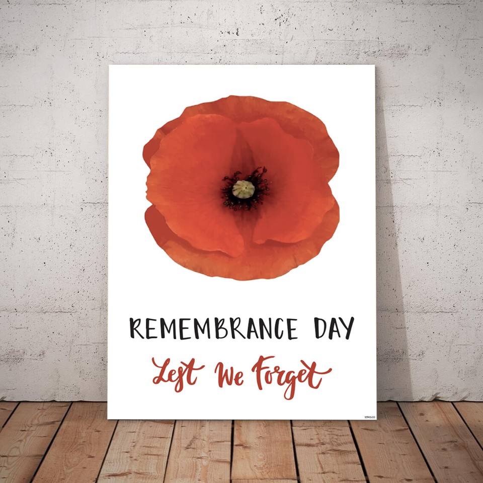 A1, A2, A3 Red Poppy Remembrance Day, Lest We Forget Rigid Plastic Sign ...