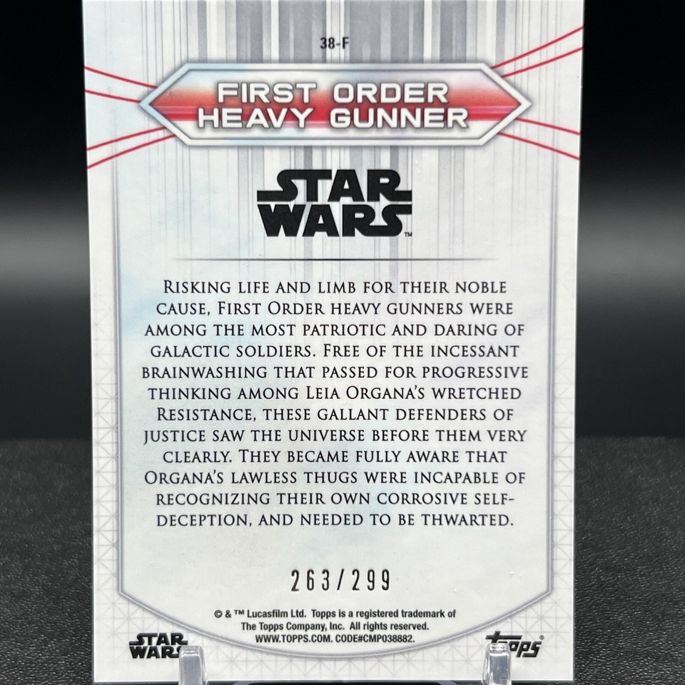 First Order Heavy Gunner 38-F 263/299 2020 Topps Star Wars Card | eBay