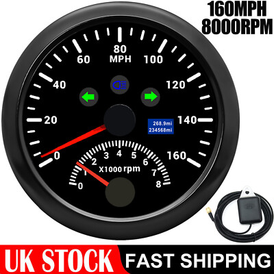 85MM GPS Speedometer 160MPH with Tachometer 8000RPM Gauge for Marine ...