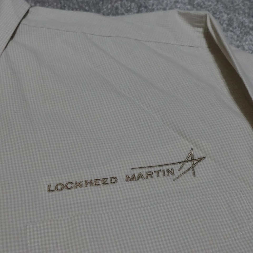 Lockheed Martin Shirt Men's Medium Ivory Button Down Long Sleeve Logo ...