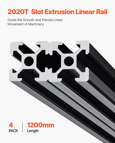4PCS 47.2 in (1200mm) T Slot 2020 Aluminum Extrusion Anodized Linear ...