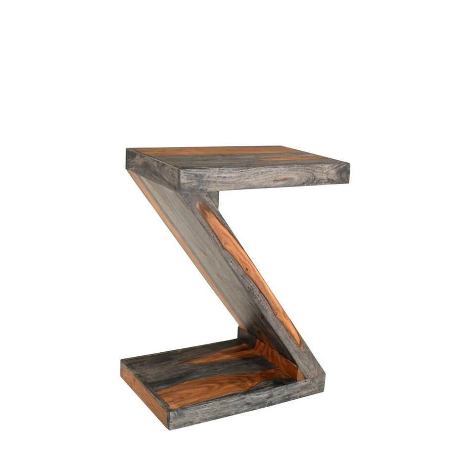 Solid Sheesham Z-Shape Side Table – Rosewood Finish, Handcrafted Wood ...