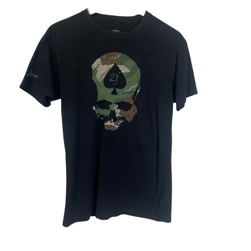 Zero Foxtrot Black Green Camo Skull Graphic Tee "Stay Zero" Military ...