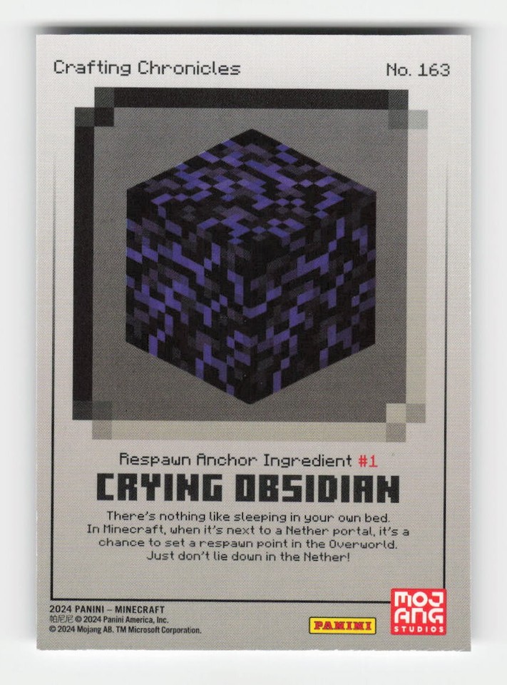 2024 Panini Minecraft #163 Crying Obsidian | eBay