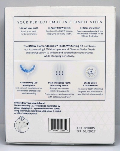 SNOW Diamond Series Teeth Whitening Kit Sealed New in Box Exp. 03/2027 ...
