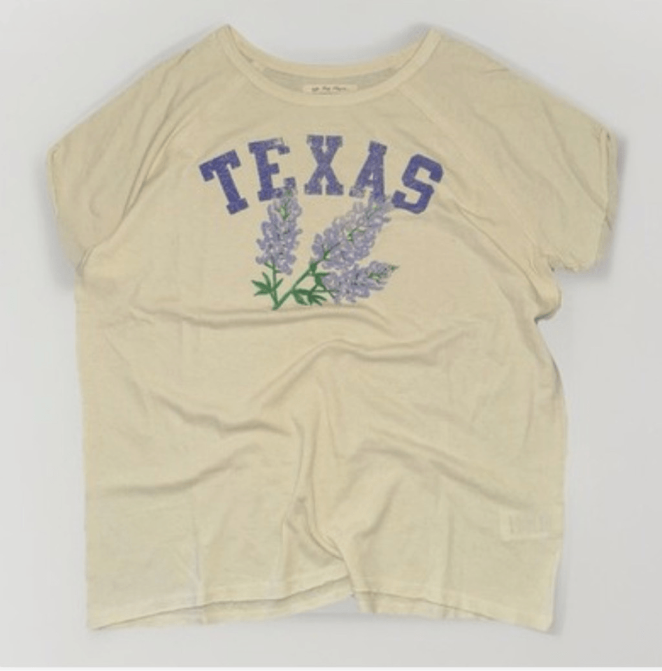 We The Free People Texas Bluebonnet Graphic Tee Cream Oversized Small ...