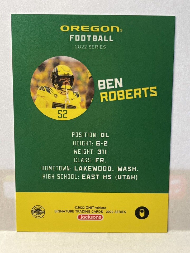 BEN ROBERTS #52 - Oregon Ducks - 2022 Player Trading Card | eBay