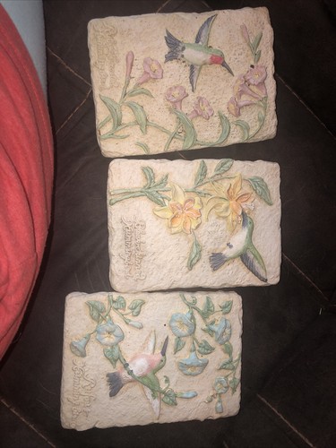 Hummingbird Wall Hangings Lot of 3 Humming Birds and Flowers Spring ...