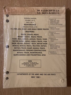 Maintenance 2 1/2 Ton 6X6 M44A1 & M44A2 Series Trucks Technical Manual ...