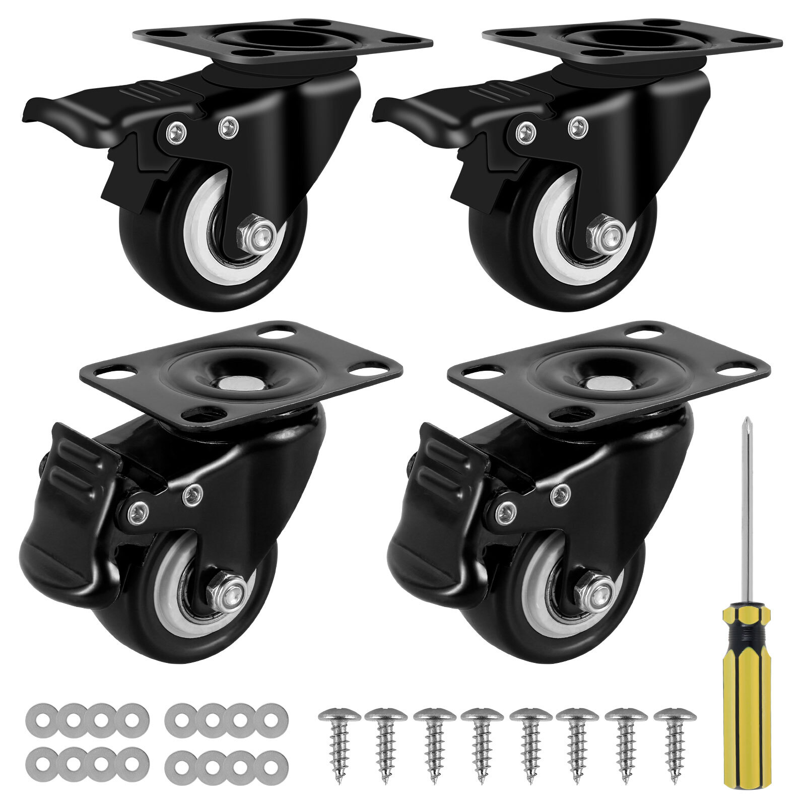 4X Castors Wheels 2" Heavy Duty Fixed/Swivel/Brake Caster Wheels Cart ...