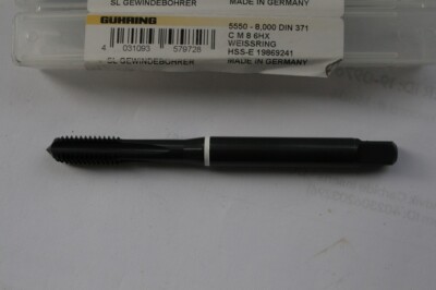 Guhring 5550 HSS-E M8 Metric Coarse White Ring Straight Flute Machine ...