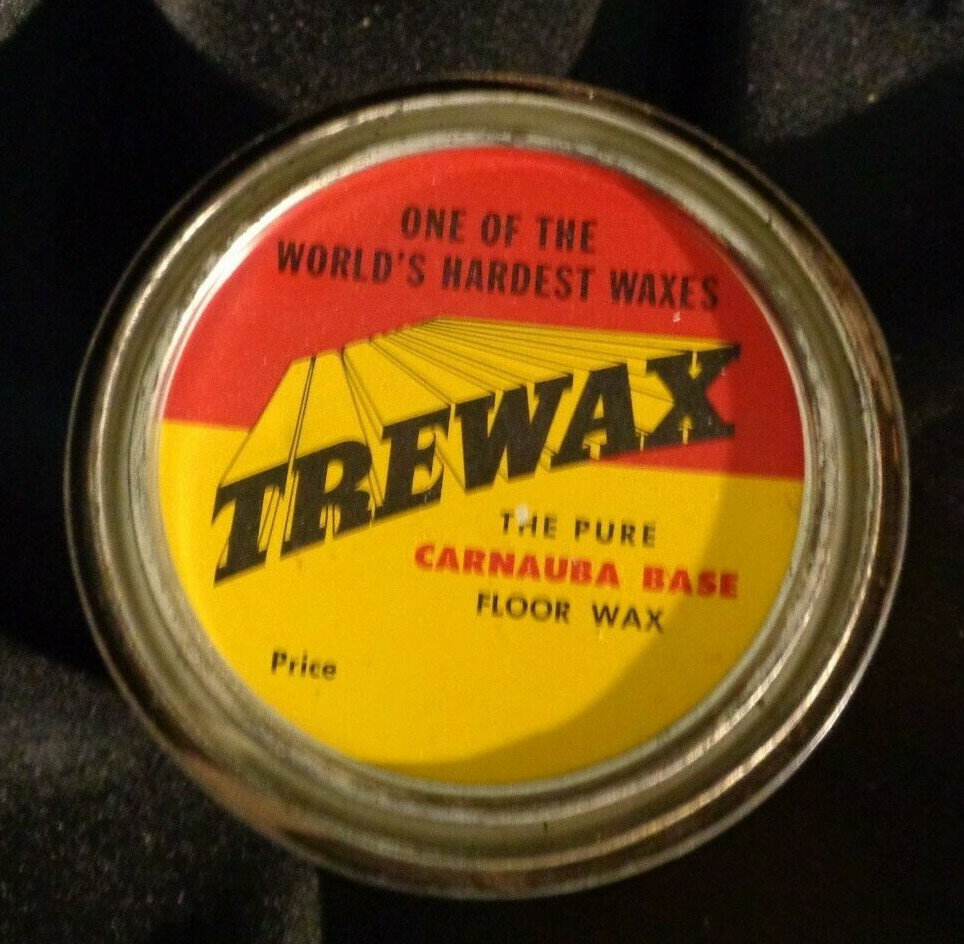 Vintage TREWAX FLOOR WAX Empty 1 lb. CAN TIN Ad Graphics Indian Sand ...