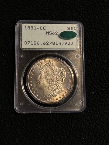 1881-CC MORGAN U.S. SILVER DOLLAR PCGS RATTLER HOLDER MS62 CAC | eBay