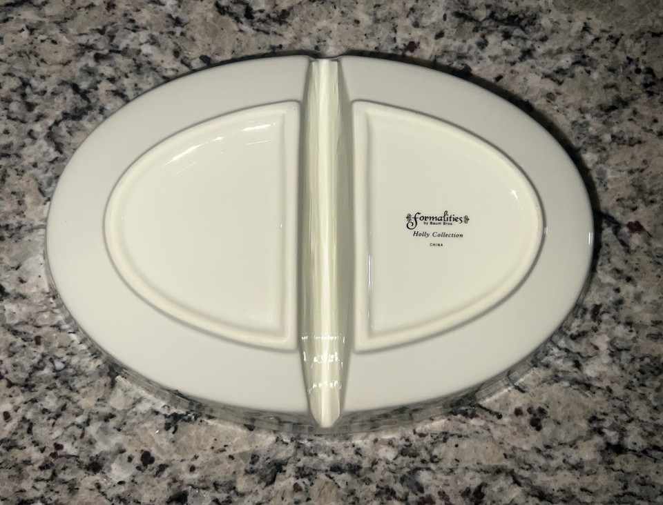 Formalities Baum Bros Holly & Berries Gold Rim Christmas Divided ...