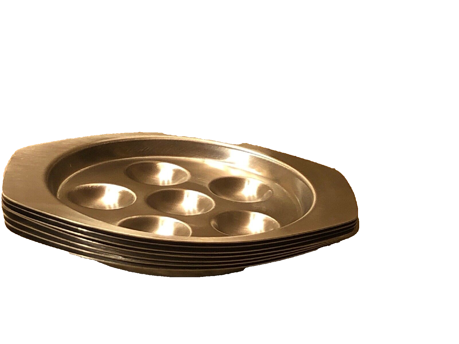 HELLER DESIGNS MCM 18-8 STAINLESS(7) ESCARGOT PANS/SERVEWARE 6 7/8" L ...