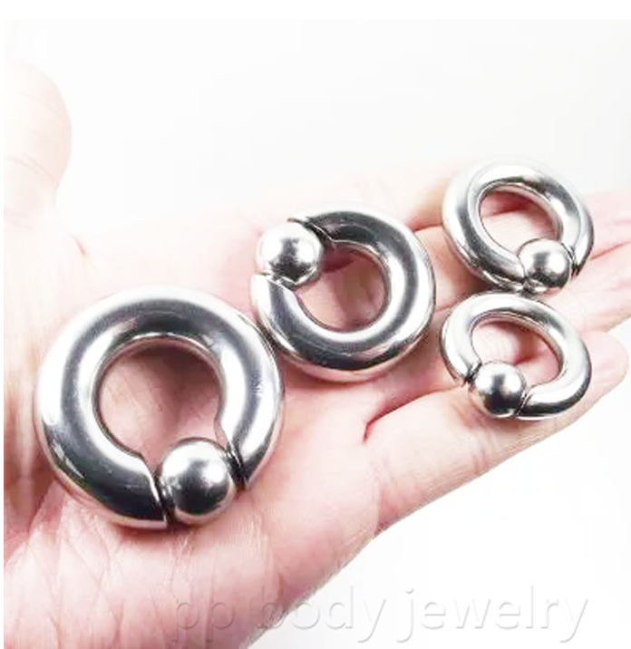 PAIR 10G-00G Surgical Steel Spring Loaded Captive Bead Ring Earring ...
