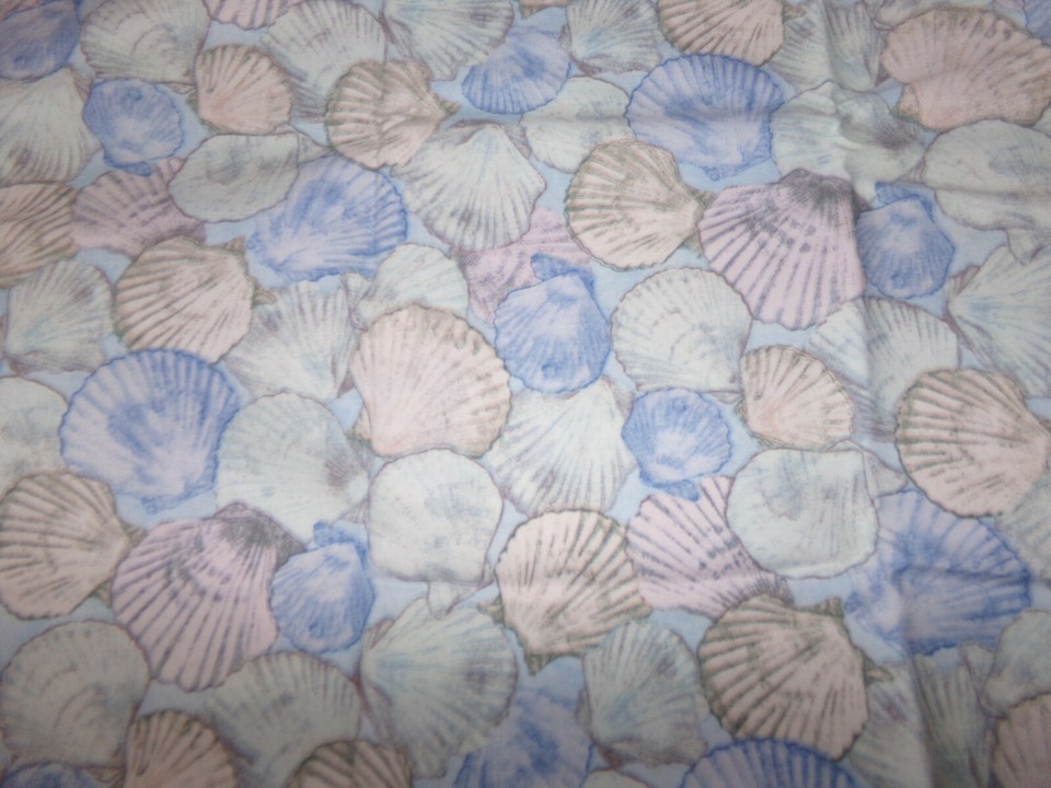 OCEAN sea boat LIGHTHOUSE fish SHELLS Cotton Fabric U-PICK See INFO 1/2 ...