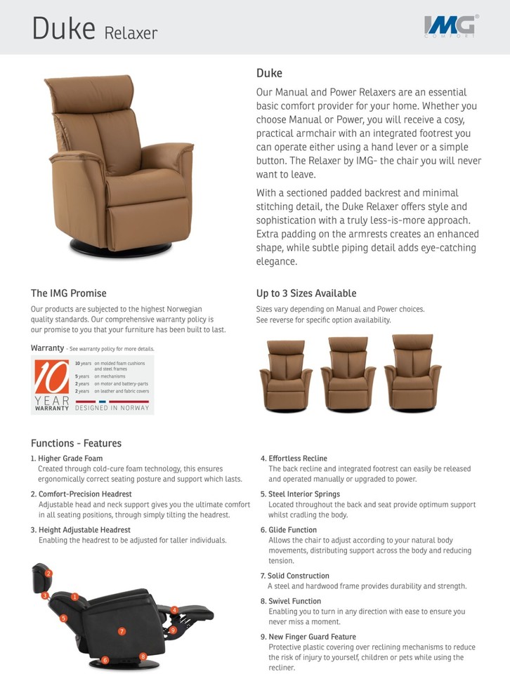 IMG Duke RM285 Medium Power Relaxer Recliner Chair Sauvage S557 Chalk ...