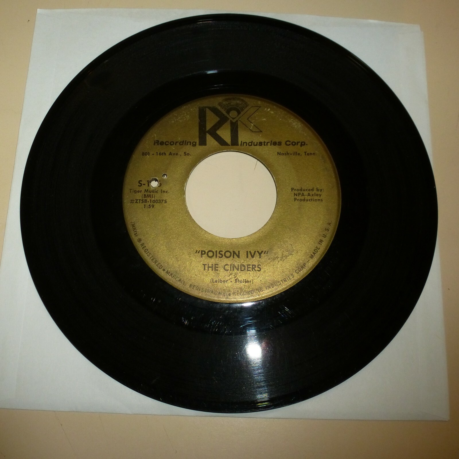 GARAGE BAND 45 RPM RECORD - THE CINDERS - RIK 156 | eBay