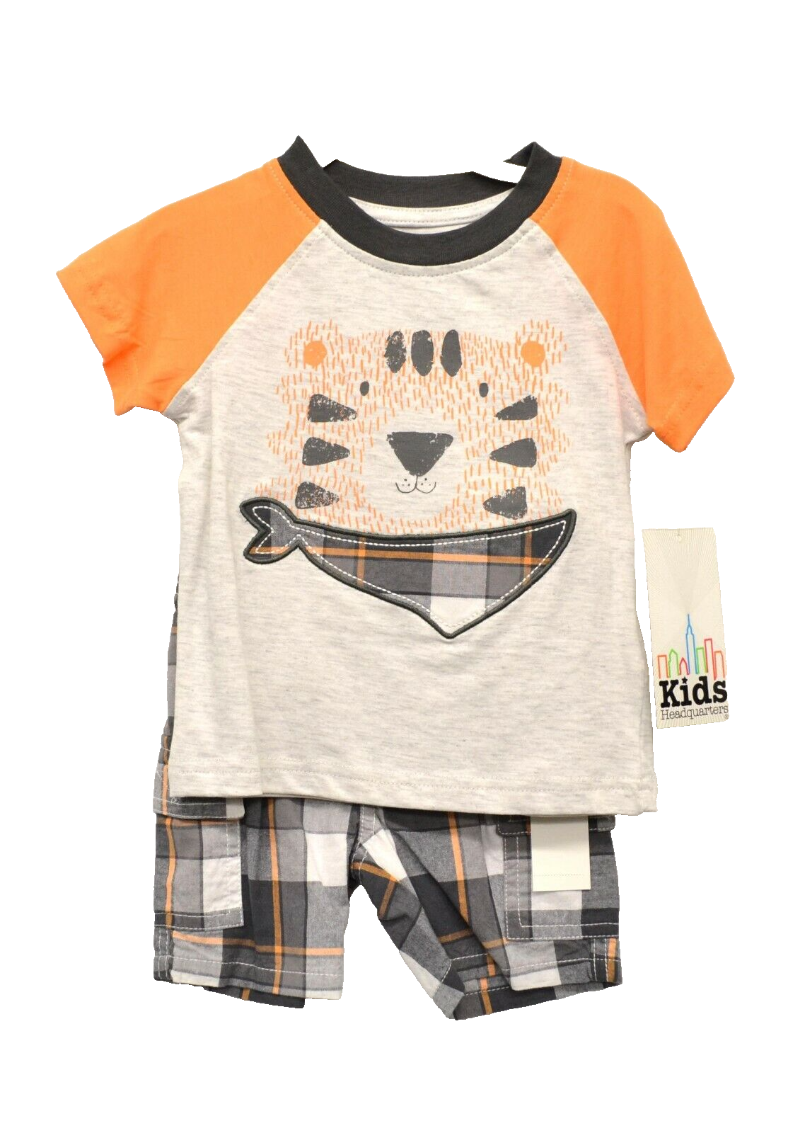 Kids Headquarters 2-pc. Graphic-print T-shirt & Plaid Shorts Cotton Set ...