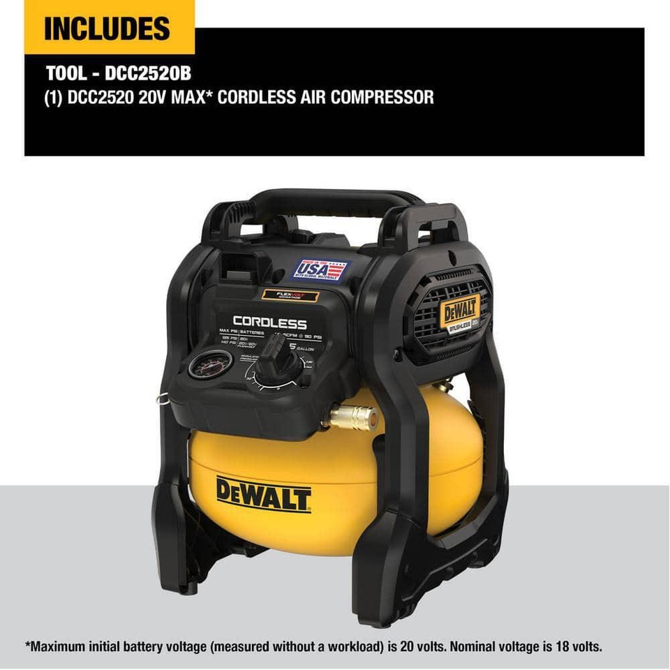 2.5 Gal. 140 Psi Portable Cordless Air Compressor FLEXVOLT Advantage ...