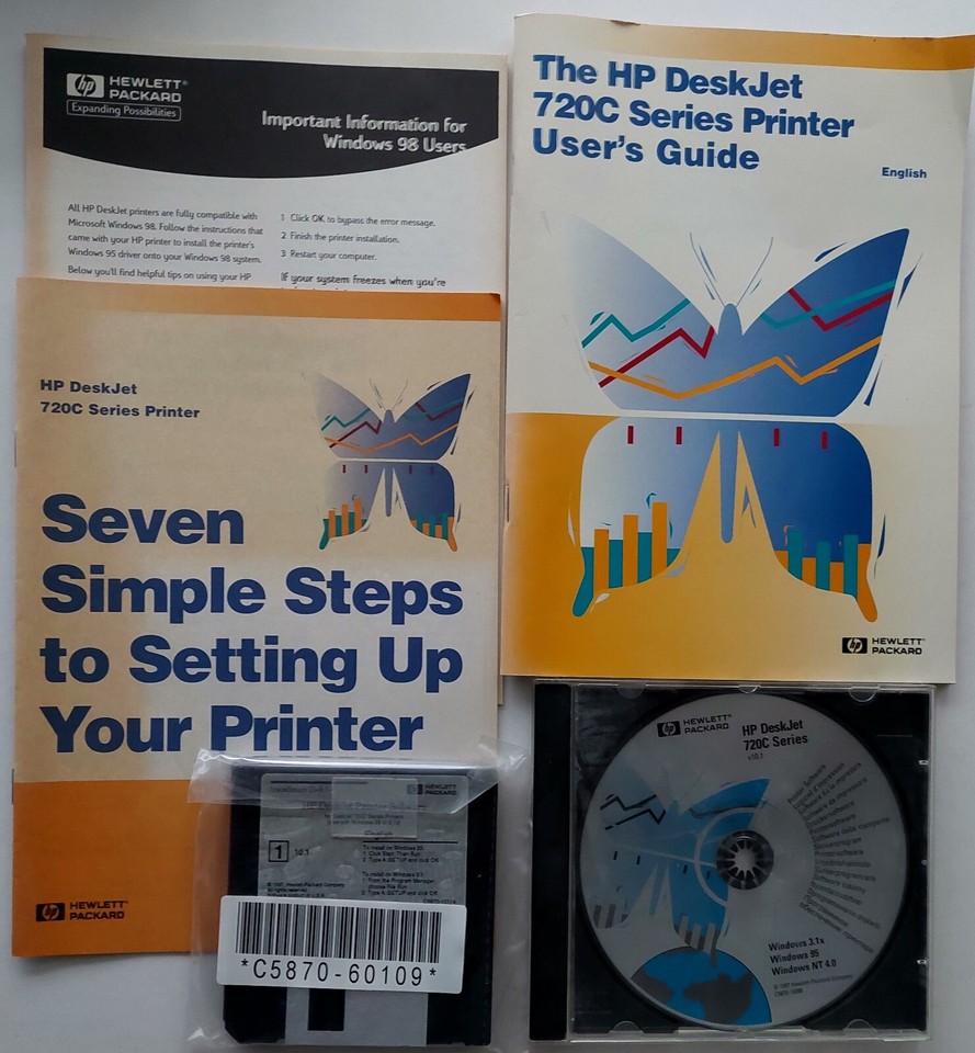 VINTAGE HEWLETT PACKARD HP 720C INKJET PRINTER | eBay