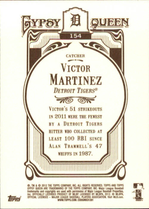 2012 Topps Gypsy Queen #154 Victor Martinez | eBay