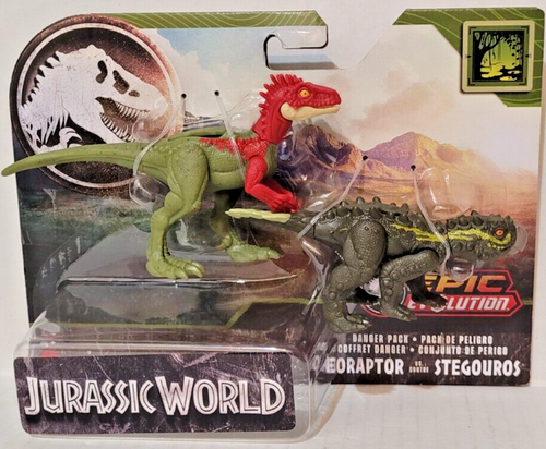 Jurassic World Epic Evolution EORAPTOR vs STEGOUROS Figure Danger Pack ...