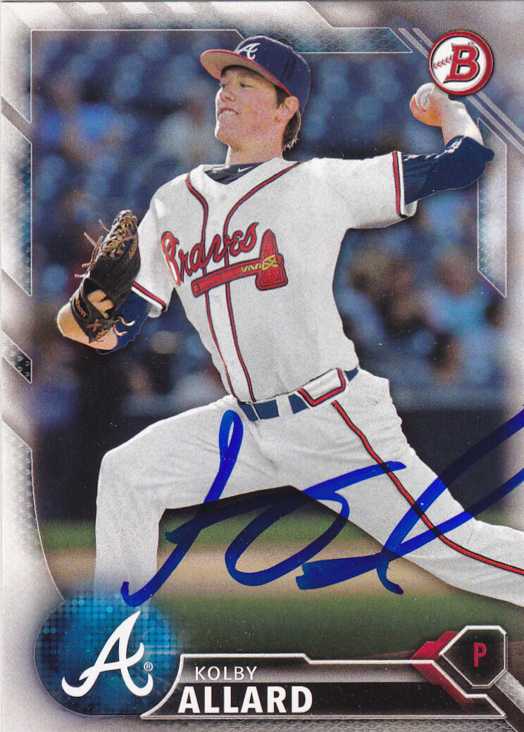 KOLBY ALLARD ATLANTA BRAVES SIGNED BOWMAN PROSPECT BASEBALL CARD TEXAS ...