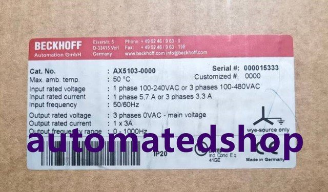 Beckhoff Ax5103-0000 Digital Compact Servo Drive Ax5103 for sale online ...