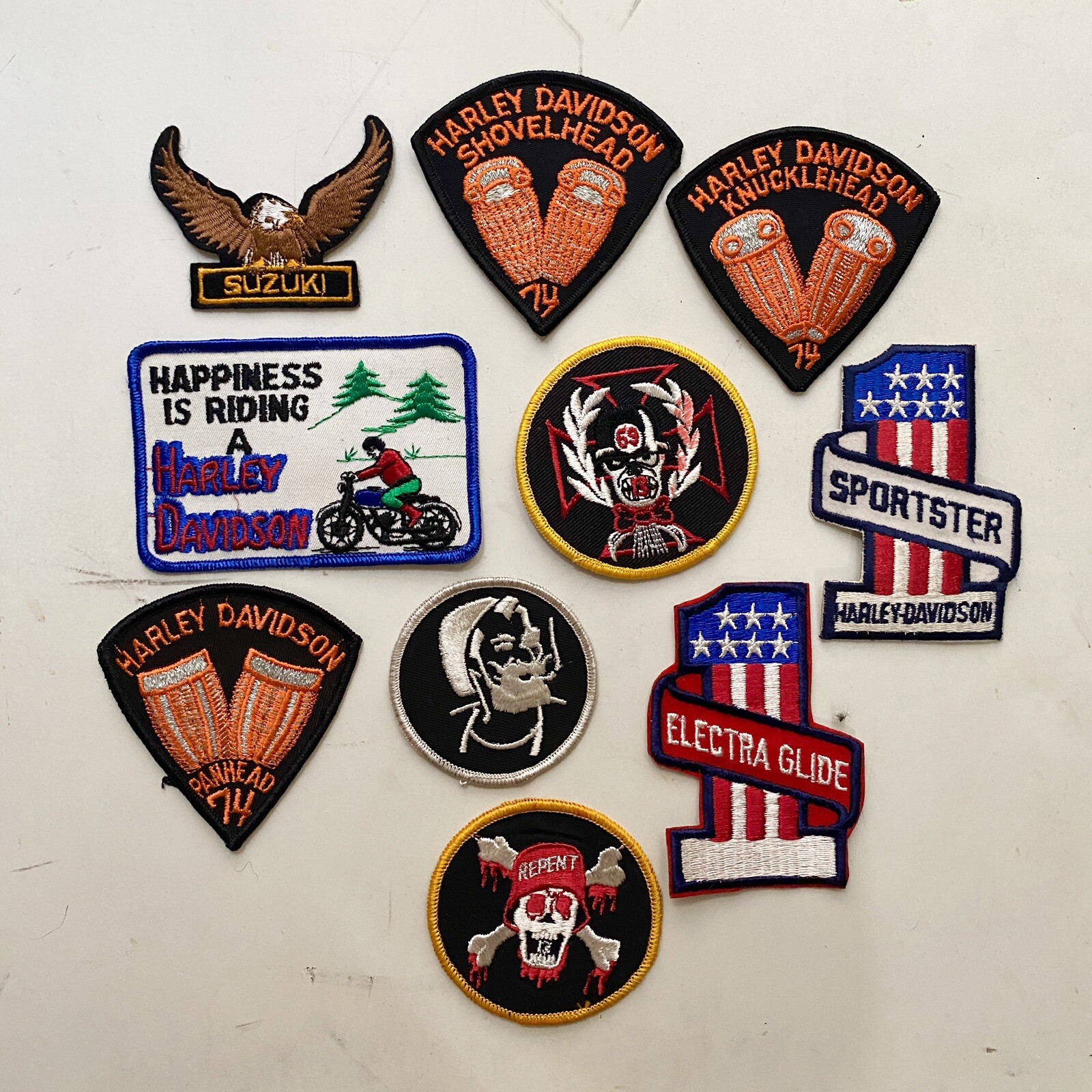 Harley Davidson patches LOT OF 10 vintage Suzuki Harley Biker Patches ...