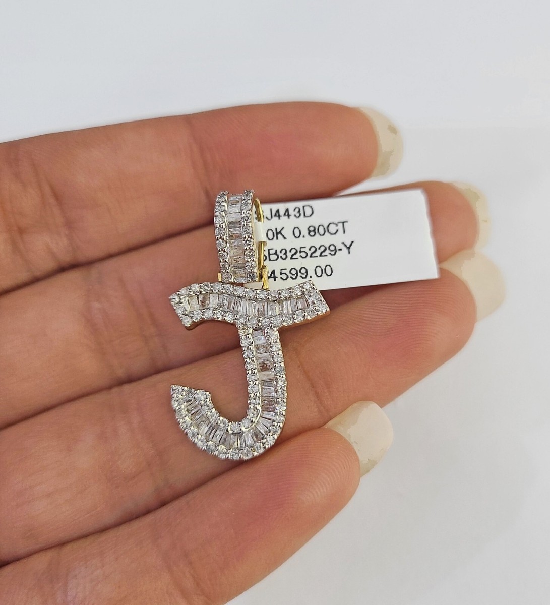 J Alphabet In Diamond Initial Letter J Diamond Pendant