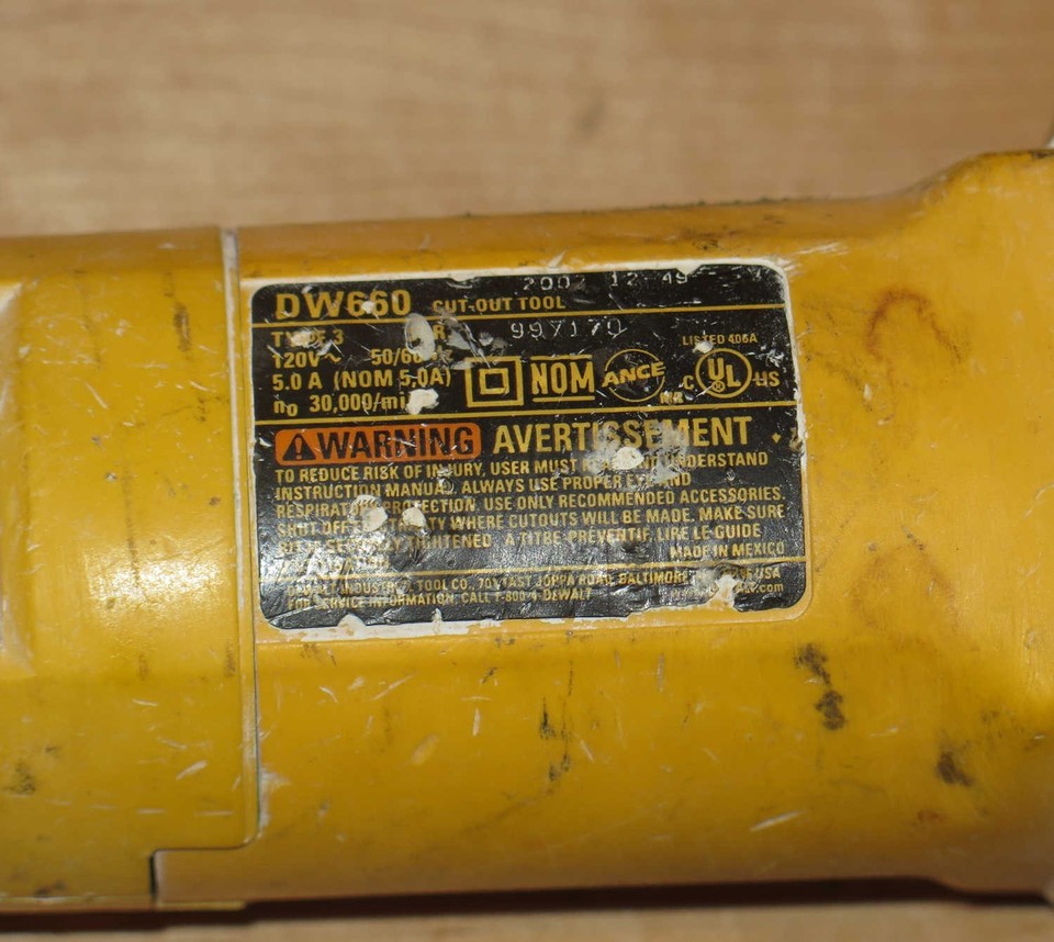 Dewalt DW660 Heavy Duty Drywall Cut-Out Rotary Saw Tool - 110vac @ 5A ...