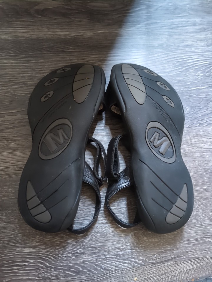 Merrell Leather Sandals Dahlia Travel Womens 8 Sporty Strap Black ...