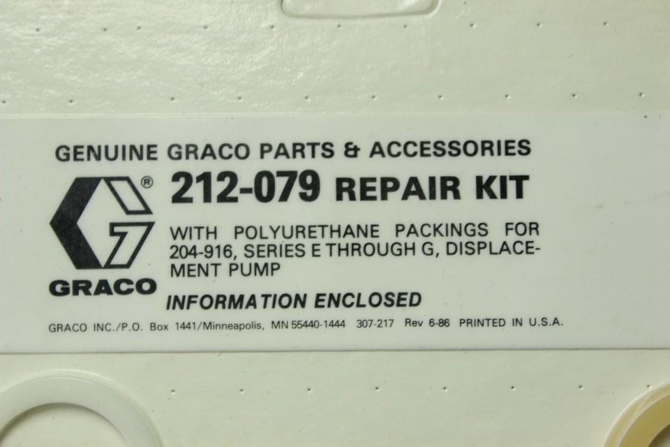 NEW GRACO 212-079 / 212079 repair kit for 204-916 series E - G pump | eBay
