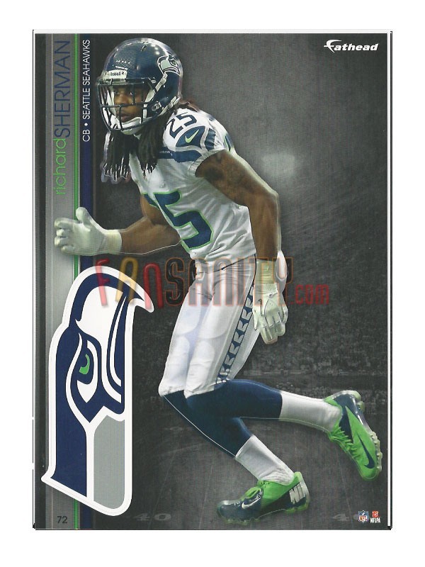 Richard Sherman Seattle Seahawks 72 Fathead Tradeable 2013 NFL | eBay