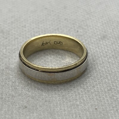 14K T/Tone Gold Center Rotating Handmade Spinning Unisex Wedding Band ...