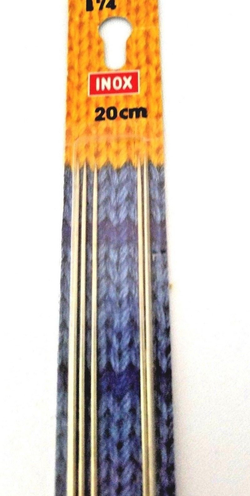 INOX 8" / 20 cm DOUBLE POINT KNITTING NEEDLES - SET OF 5 - SIZE 1 1/4 ...